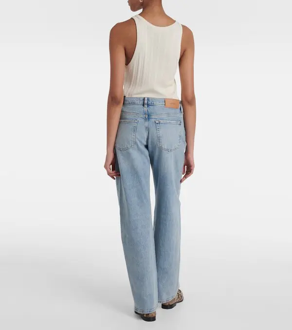 7 For All Mankind Tess Mid-rise Straight Jeans - Blue