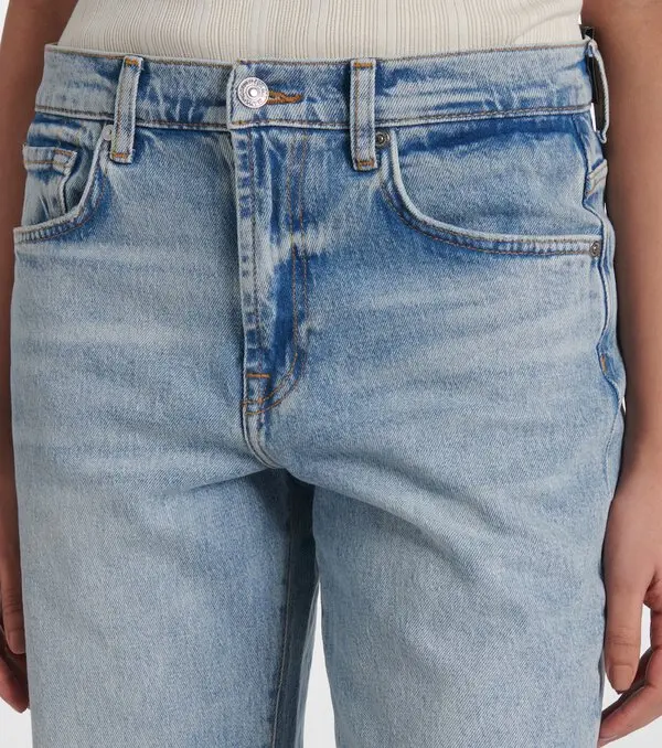 7 For All Mankind Tess Mid-rise Straight Jeans - Blue