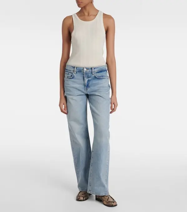 7 For All Mankind Tess Mid-rise Straight Jeans - Blue