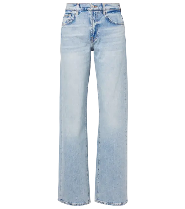 7 For All Mankind Tess Mid-rise Straight Jeans - Blue