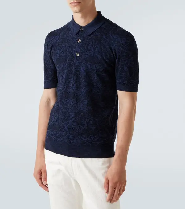 Etro Cotton And Wool-blend Jacquard Polo Sweater