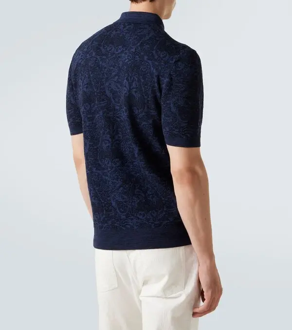 Etro Cotton And Wool-blend Jacquard Polo Sweater