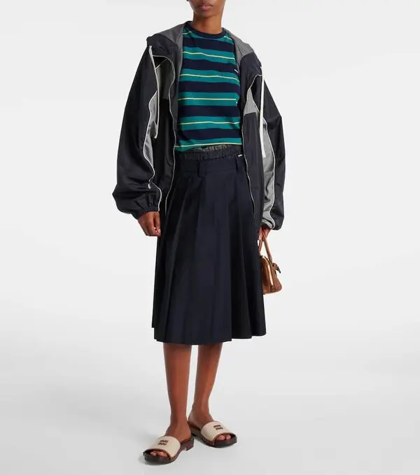 Miu Miu Logo Striped Cotton Jersey T-shirt - Multicoloured