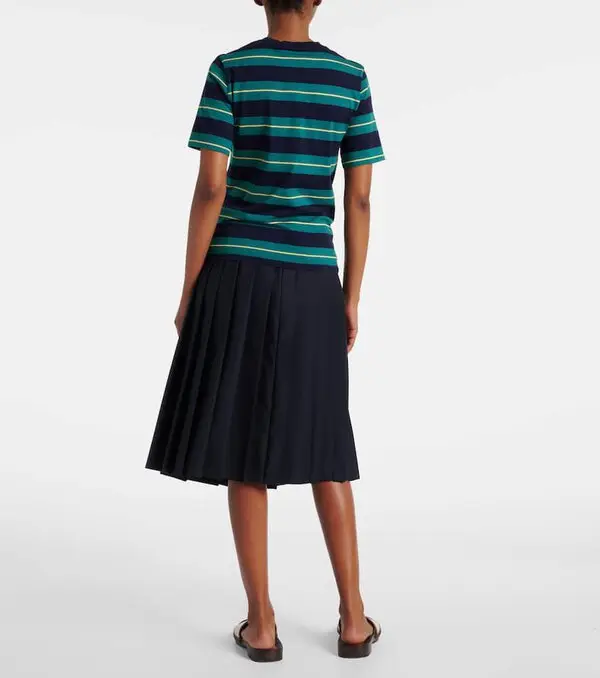 Miu Miu Logo Striped Cotton Jersey T-shirt - Multicoloured
