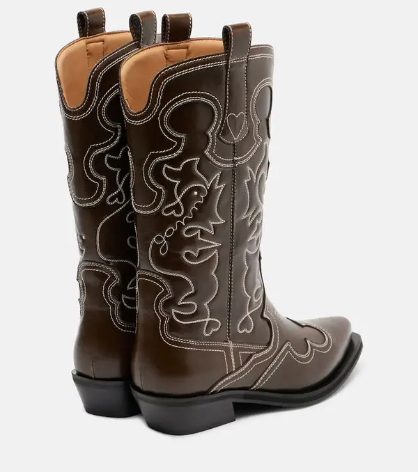 GANNI Embroidered Cowboy Boots