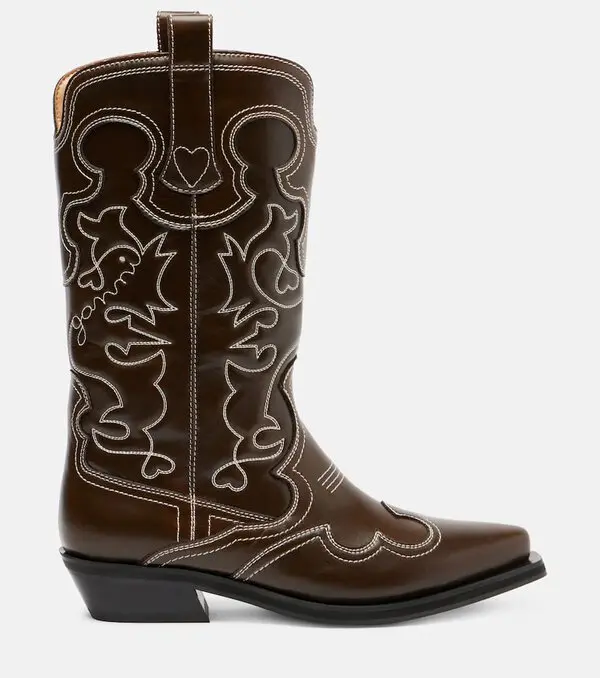 GANNI Embroidered Cowboy Boots