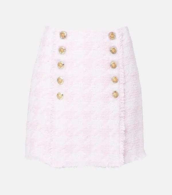 Balmain Houndstooth Cotton-blend Miniskirt