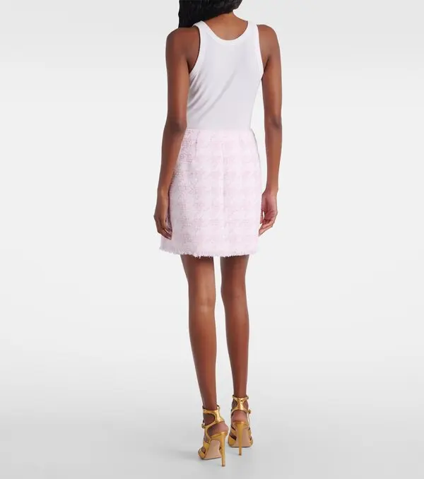 Balmain Houndstooth Cotton-blend Miniskirt