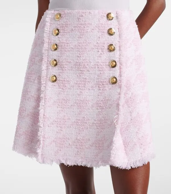 Balmain Houndstooth Cotton-blend Miniskirt