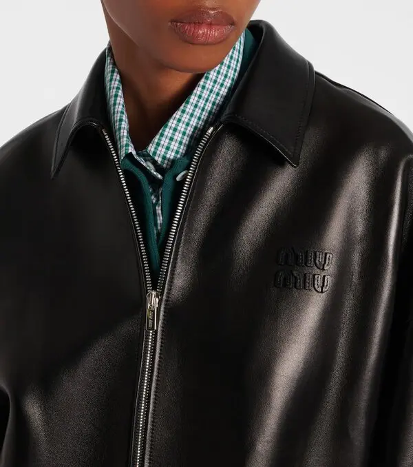 Miu Miu Logo Leather Jacket
