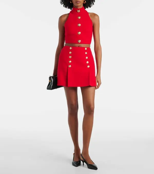 Balmain Halterneck Wool-blend Crepe Top