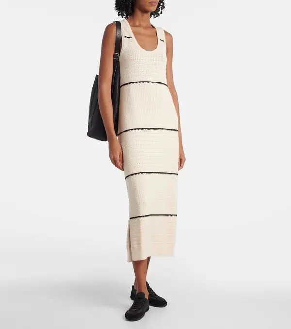 Varley Scott Striped Cotton Midi Dress