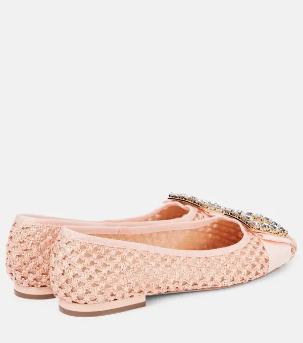 ROGER VIVIER Tres Vivier Raffia Ballet Flats