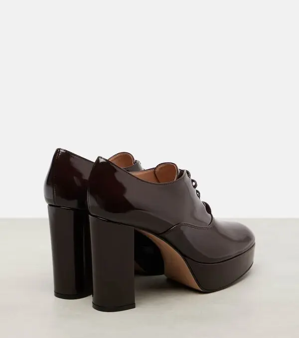 GIANVITO ROSSI Lace-up Leather Platform Pumps - Burgundy