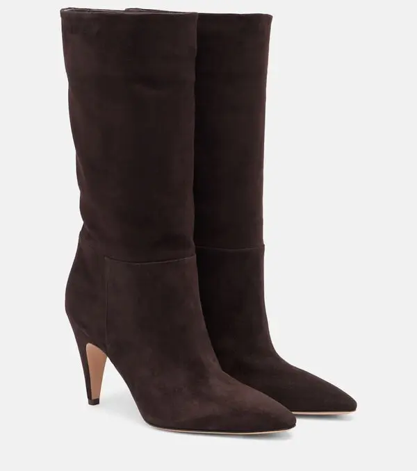 GIANVITO ROSSI Elise Suede Pointed Toe High Heel Boots