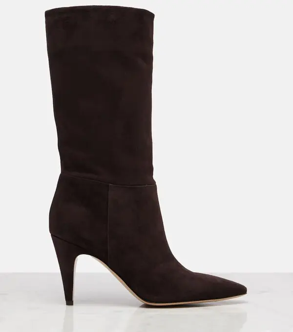 GIANVITO ROSSI Elise Suede Pointed Toe High Heel Boots