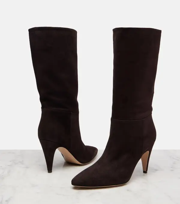GIANVITO ROSSI Elise Suede Pointed Toe High Heel Boots