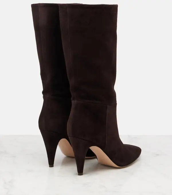 GIANVITO ROSSI Elise Suede Pointed Toe High Heel Boots