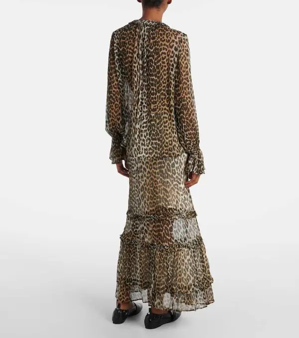 GANNI Leopard-print Chiffon Blouse