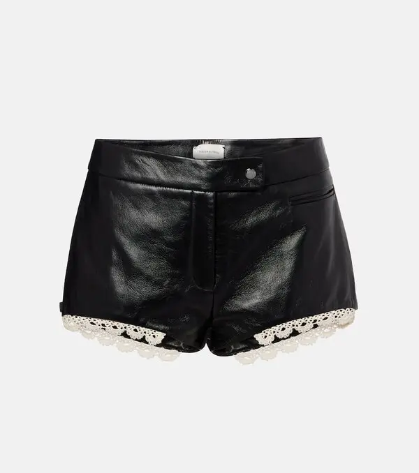 Magda Butrym Lace-trimmed Leather Shorts