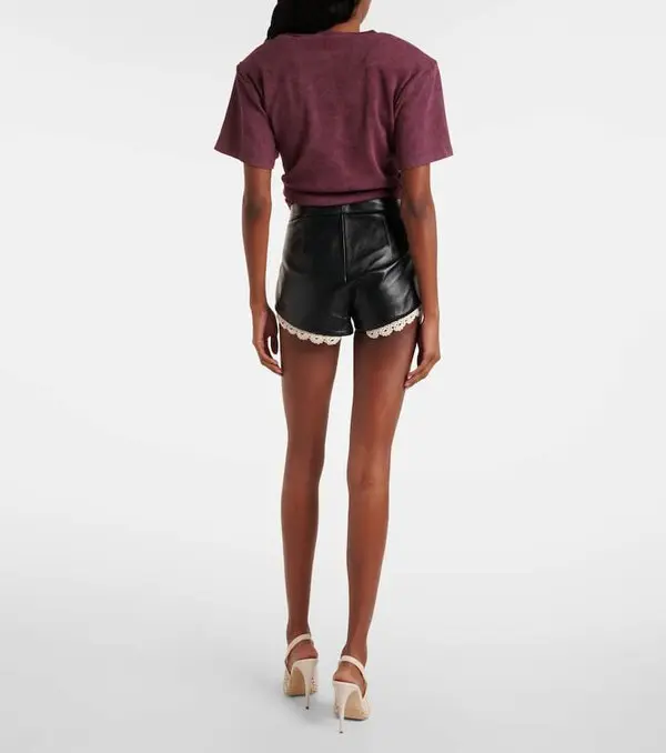 Magda Butrym Lace-trimmed Leather Shorts