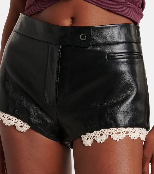 Magda Butrym Lace-trimmed Leather Shorts