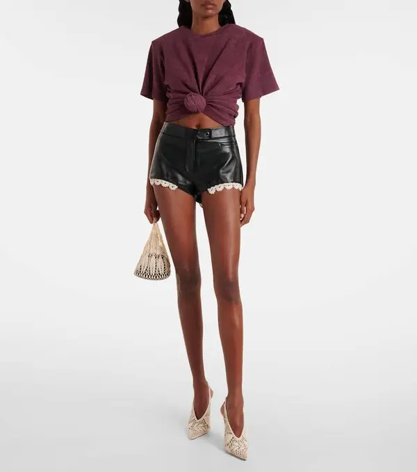 Magda Butrym Lace-trimmed Leather Shorts