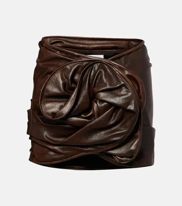 Magda Butrym Gathered Leather Miniskirt