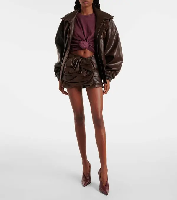Magda Butrym Gathered Leather Miniskirt