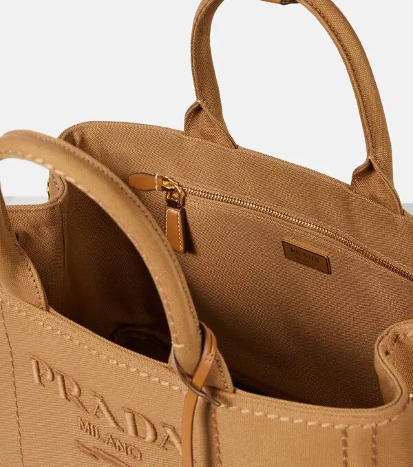 Prada Jardiniere Medium Canvas Tote Bag - Brown