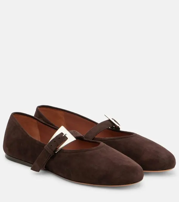 Paris Texas Sveva Suede Mary Jane Flats - Brown