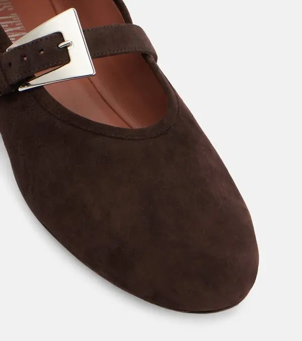Paris Texas Sveva Suede Mary Jane Flats - Brown