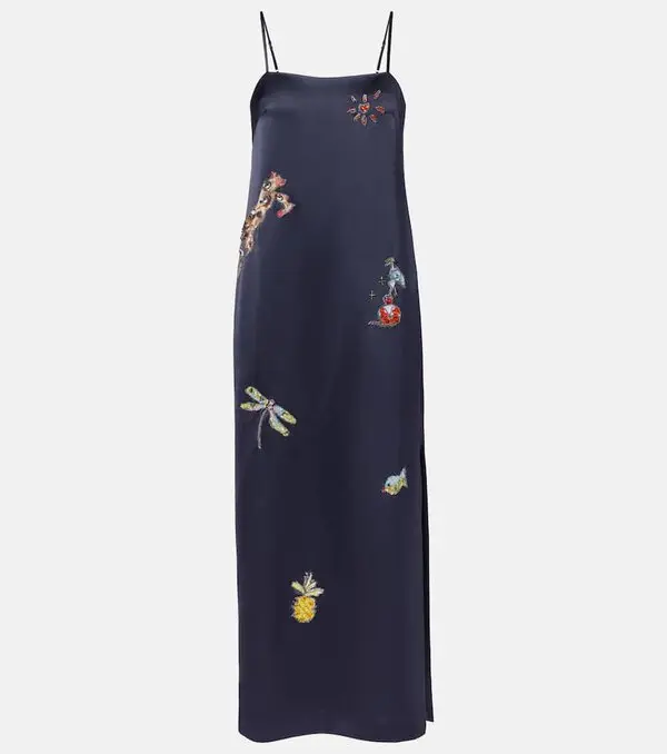 ALEMAIS Anouk Colantoni Fontaine Slip Midi Dress - Blue