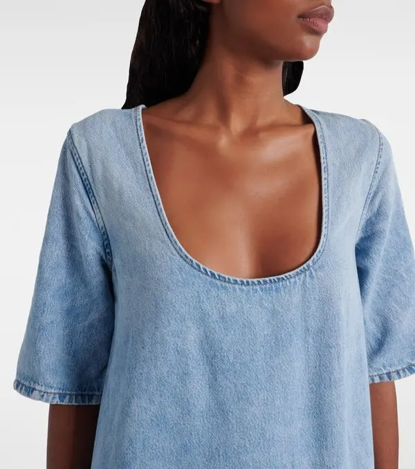 GANNI Ruffled Denim Minidress