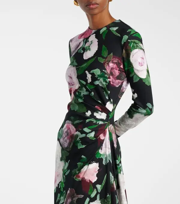 Erdem Floral Draped Midi Dress