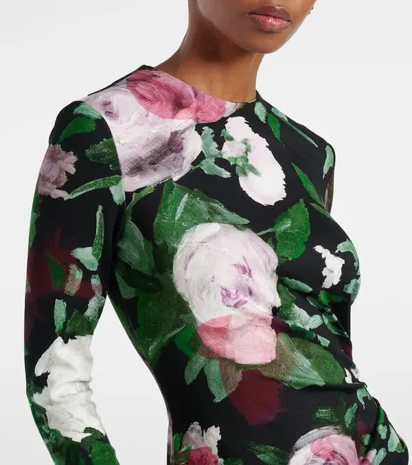 Erdem Draped Floral Midi Dress - Black