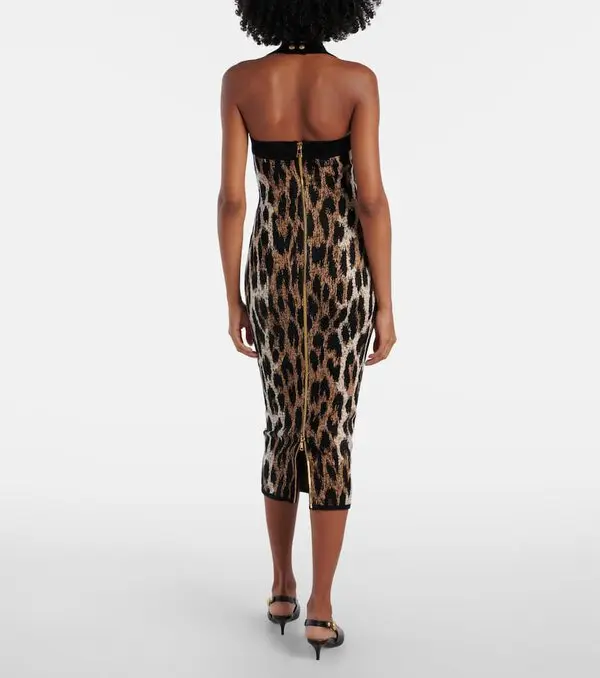 Balmain Animal-printed Halterneck Maxi Dress