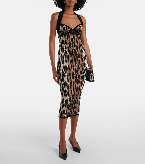 Balmain Animal-printed Halterneck Maxi Dress