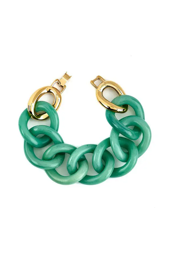 KENNETH JAY LANE Jade Resin Link Bracelet - Gold