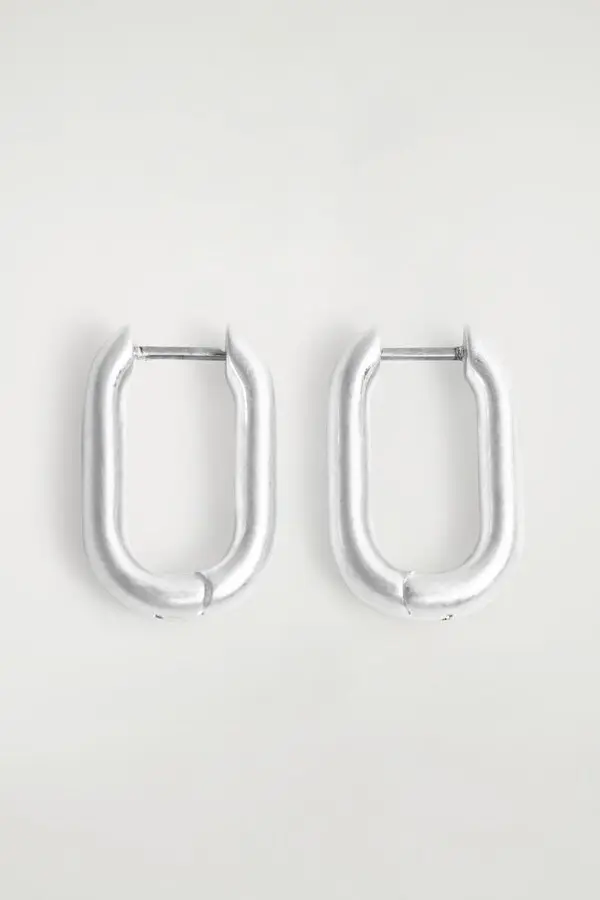 Cos Oval Hoop Earrings - Silver-colored