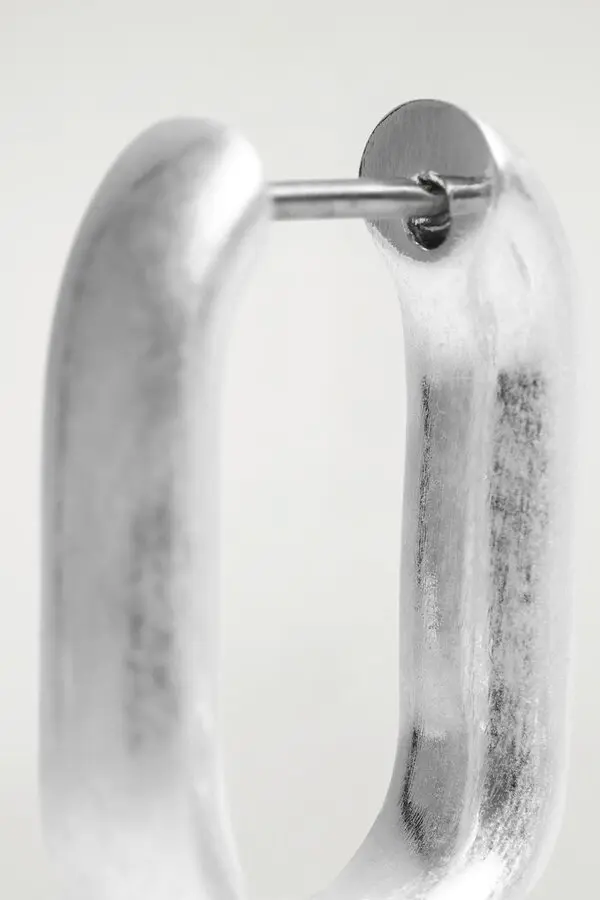 Cos Oval Hoop Earrings - Silver-colored