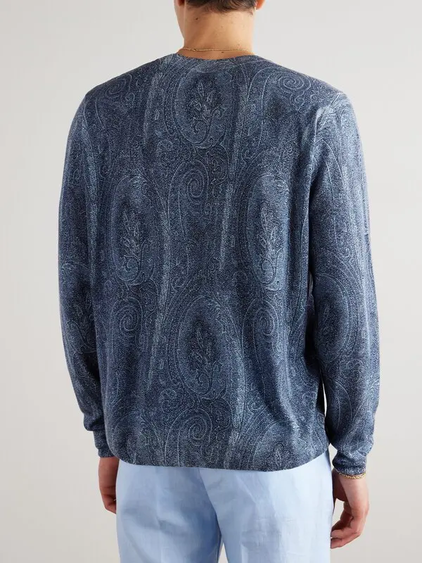 Etro Paisley-print Silk And Cashmere-blend Sweater
