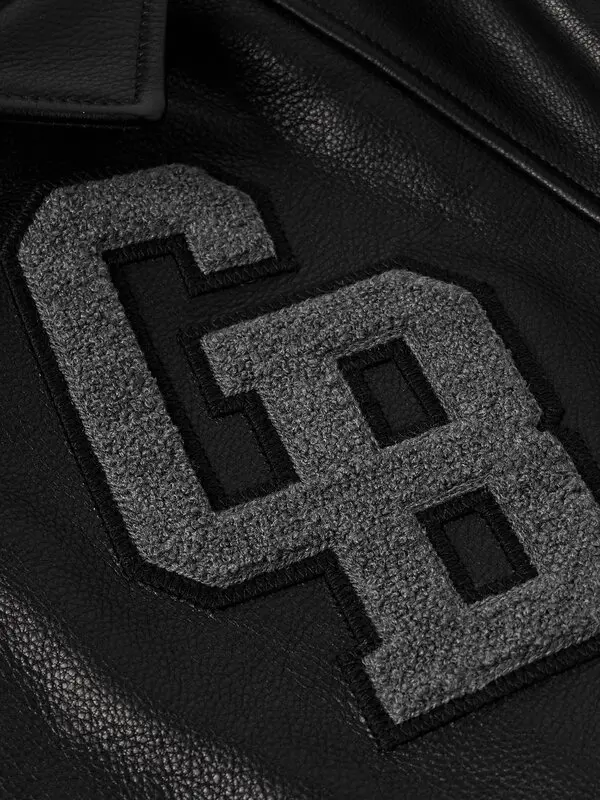 Golden Bear Logo-appliquéd Full-grain Leather Varsity Jacket