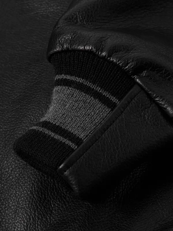 Golden Bear Logo-appliquéd Full-grain Leather Varsity Jacket