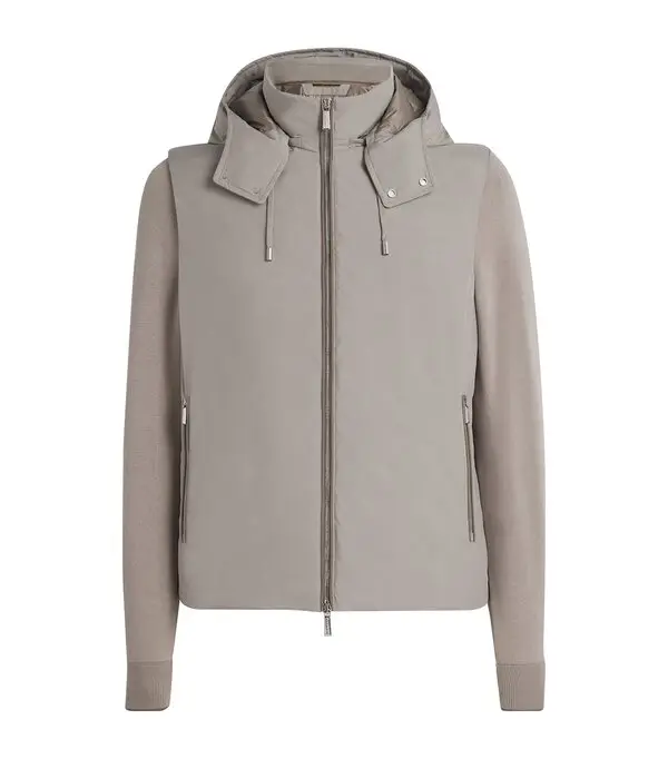 MOORER Hooded Bomber Jacket - Grey