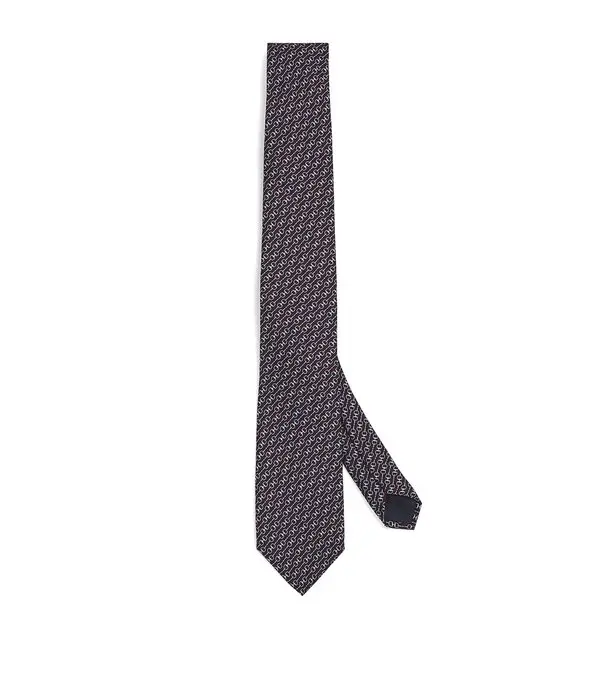 Harrods Silk Snaffle Print Standard Neck Tie - Burgundy