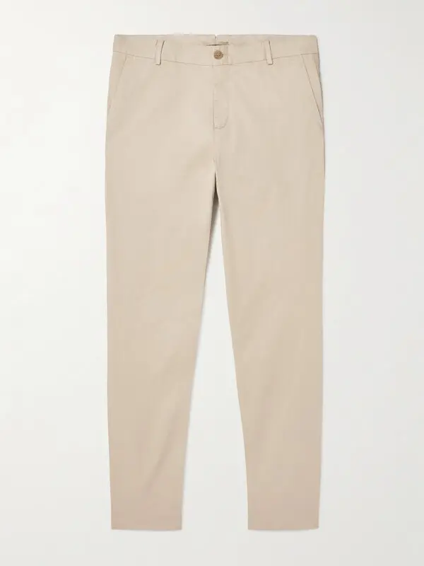 Sunspel Straight-leg Garment-dyed Cotton-blend Twill Chinos - Neutrals