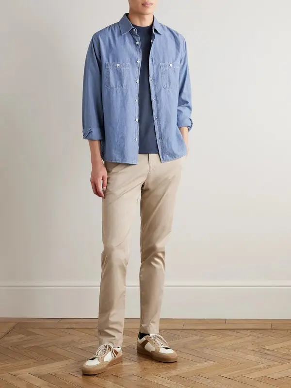Sunspel Straight-leg Garment-dyed Cotton-blend Twill Chinos - Neutrals