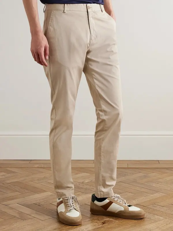 Sunspel Straight-leg Garment-dyed Cotton-blend Twill Chinos - Neutrals