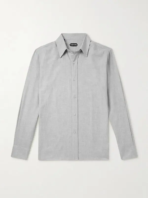 TOM FORD Slim-fit Cotton And Cashmere-blend Shirt - Gray